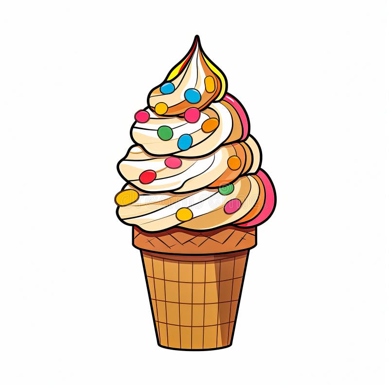 Drawing of Ice Cream Cone with Sprinkles. Generative AI Stock ...