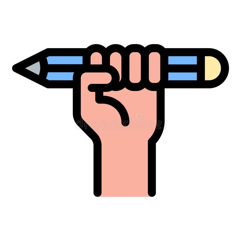 Drawing Icon: Creative Sketching in Flat Line Color Style Stock Vector ...