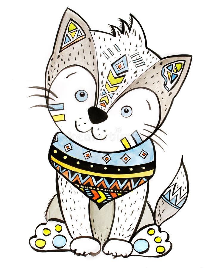 Indian cat stock illustration. Illustration of fish, smile - 31241052