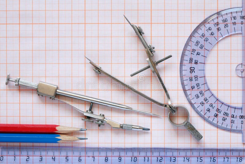 Drawing Instrument on Graph Paper Stock Image - Image of instrument ...
