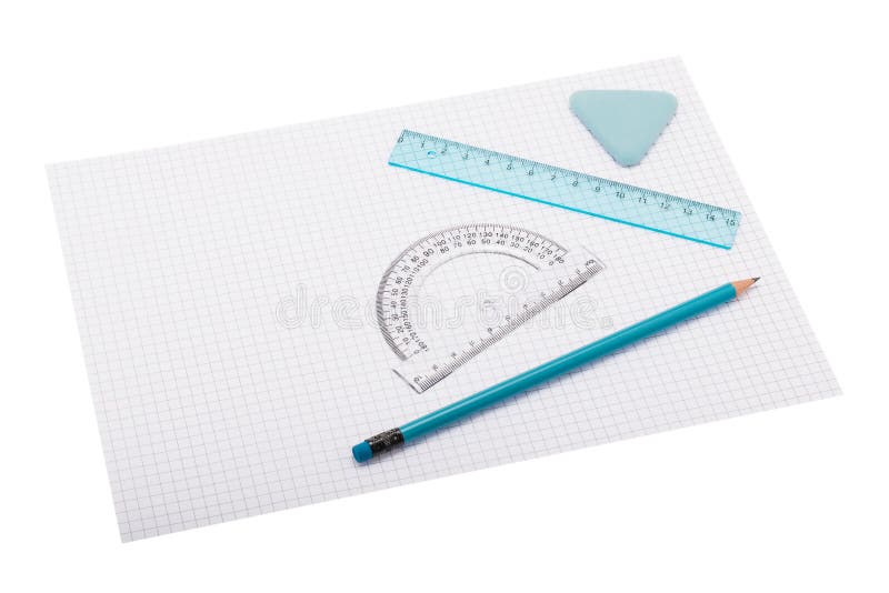 Drawing Instruments Lying on Squared Paper Stock Photo - Image of scale ...
