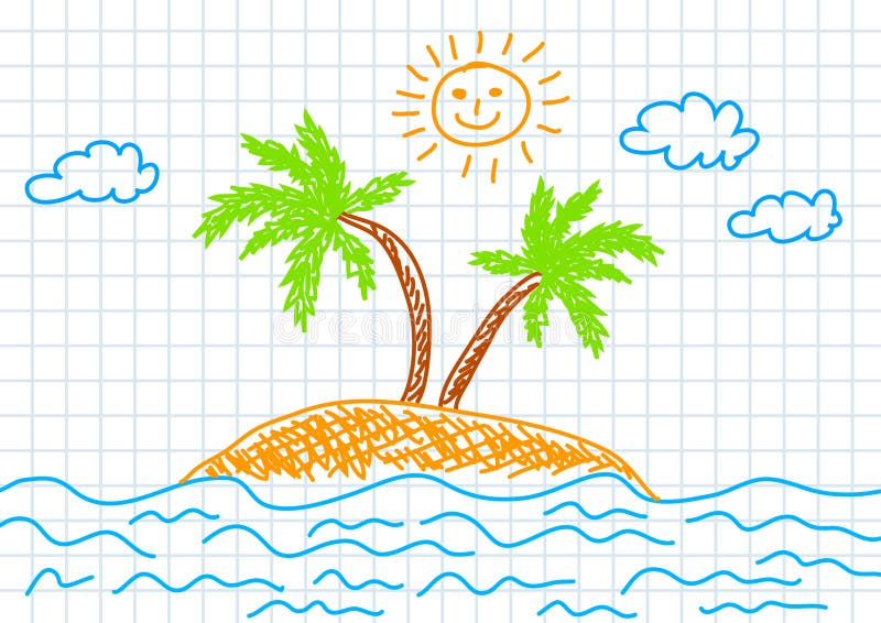 Drawing of island stock vector. Illustration of tranquil - 22501542