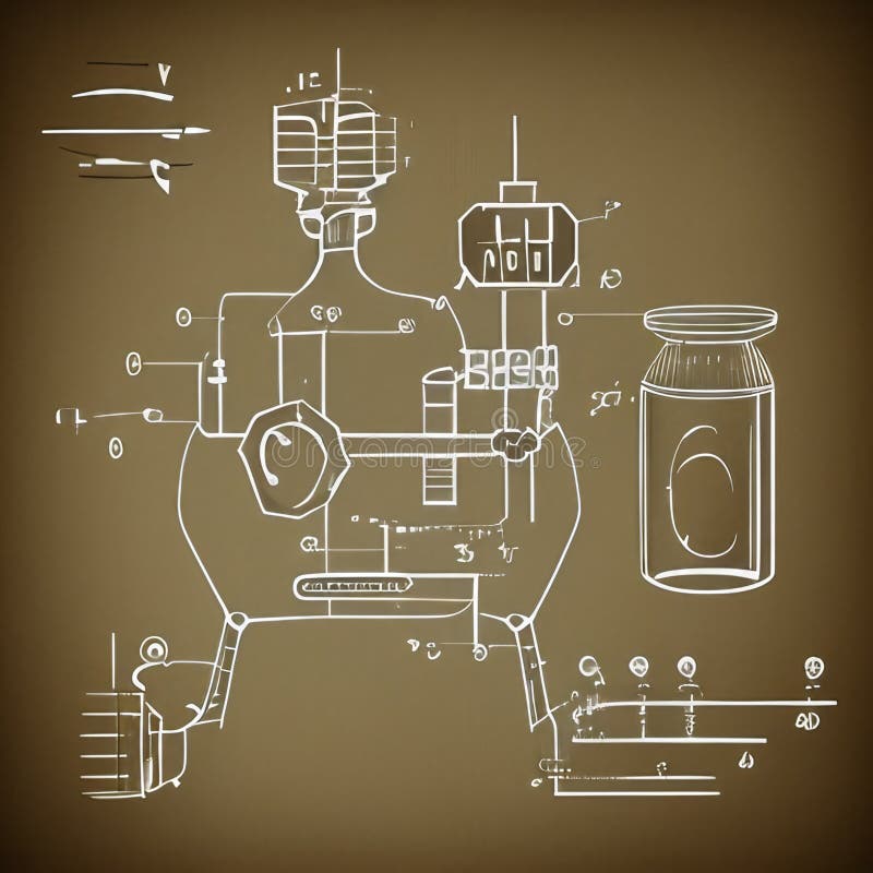Drawing of a Jar of Liquid on a Table. Generative AI. Stock Image ...
