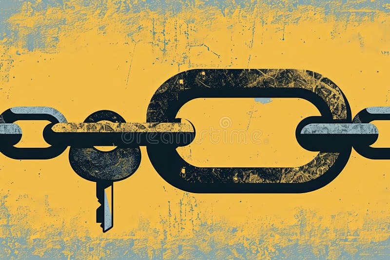 Drawing of a Key Hanging from a Chain, Symbolizing Unlocking Stock ...