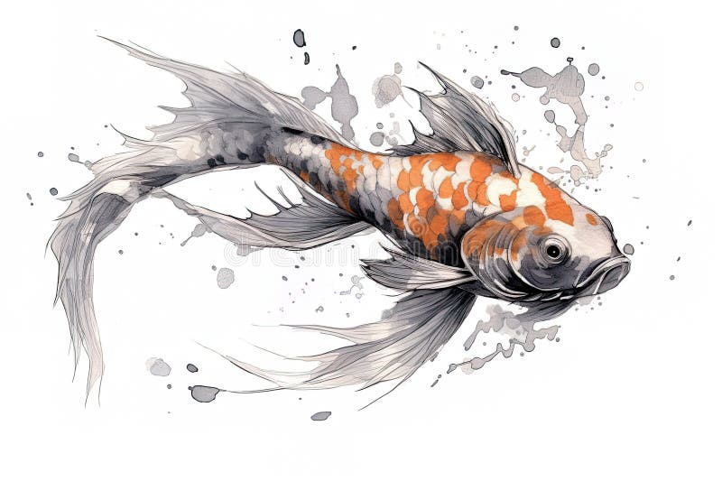 A Drawing of a Koi Fish with Orange Spots. Generative AI Image. Stock ...