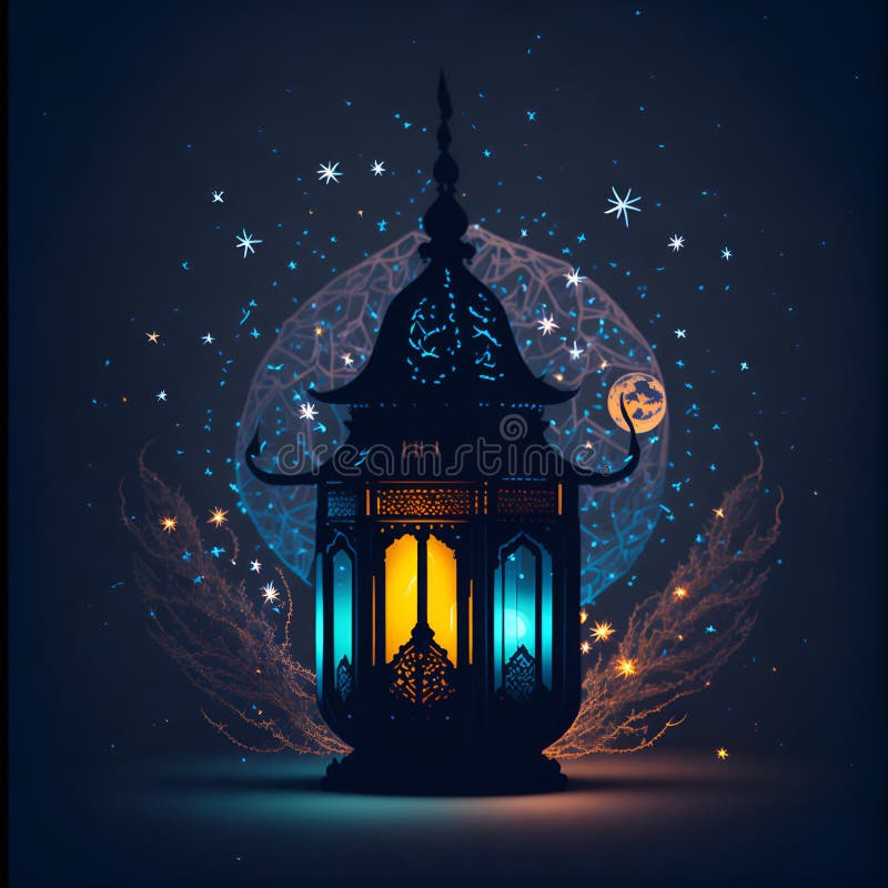 A Drawing of a Lantern with Particles Stock Illustration - Illustration ...