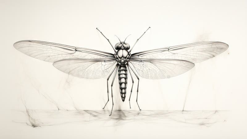 A Drawing of a Large Insect on a White Background with Smoke ...