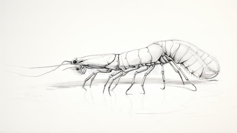 A Drawing of a Large Insect on a White Surface with Water. Generative ...