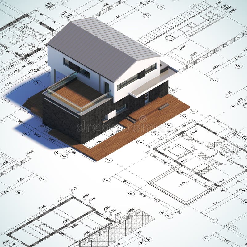 Modern House in Minimalist Style. Stock Illustration - Illustration of ...