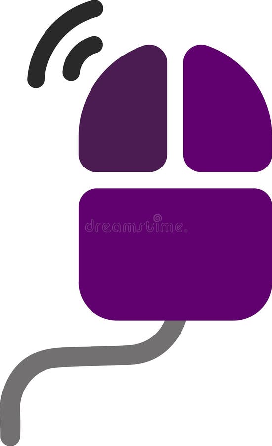 The Drawing of a Left-clicked Purple Computer Mouse, a Hardware Input ...