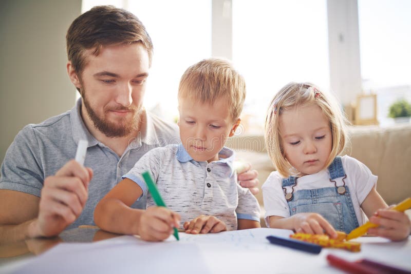 Drawing at leisure stock image. Image of siblings, leisure - 62087095