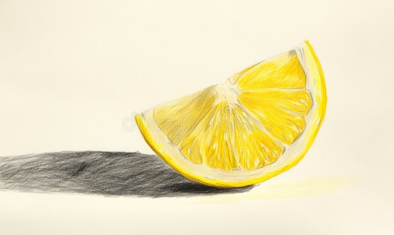 A Drawing of a Lemon Slice with a Shadow on the Ground Stock Photo ...