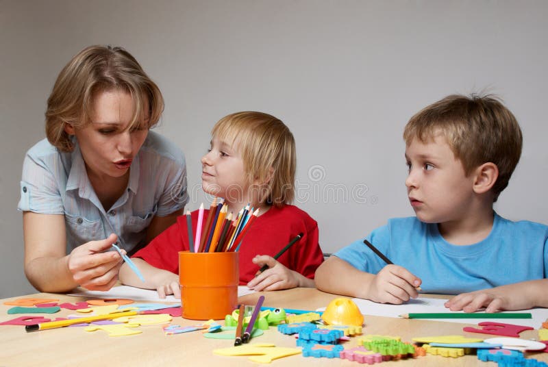Drawing lesson stock image. Image of education, pretty - 15993337