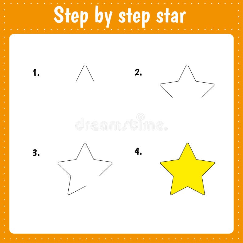 Drawing Lesson for Children. How Draw a Star Stock Vector ...