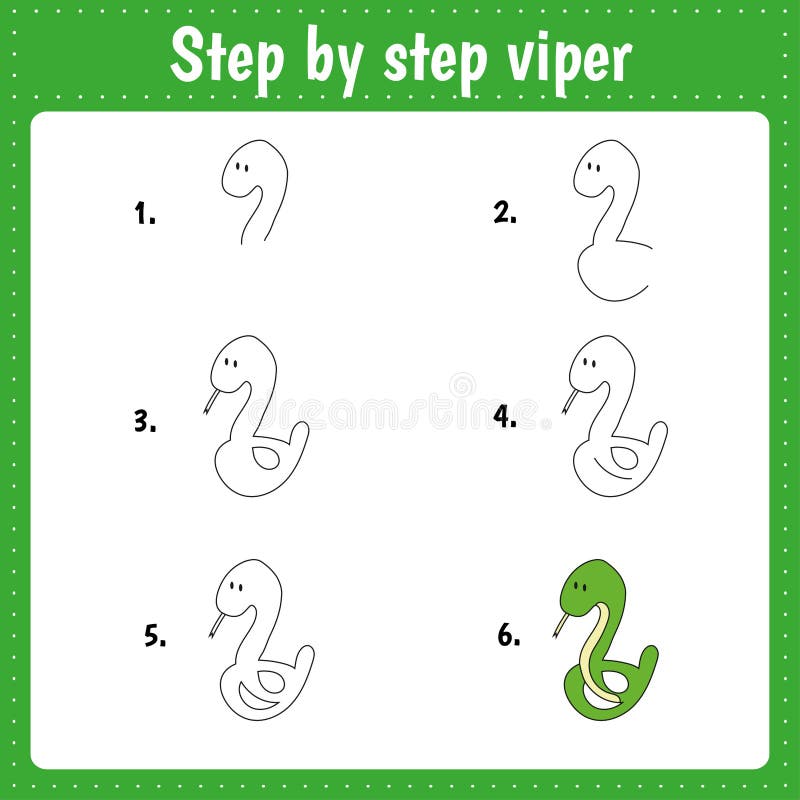Drawing Lesson for Children. How Draw a Viper. Step by Step Repeats the ...