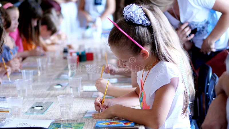 Drawing Lesson, in the Classroom, Children Draw with Colors, Master the ...