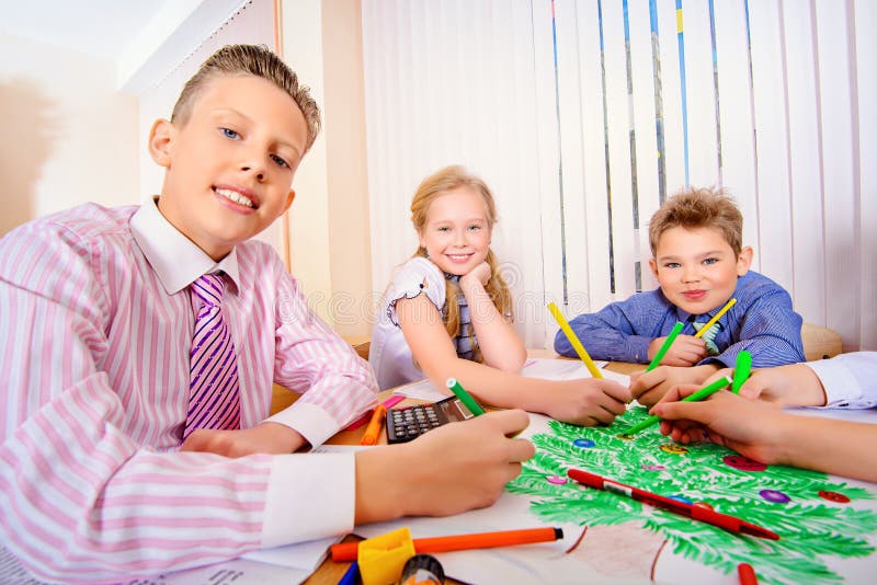 Drawing lesson stock image. Image of pencils, cheerful - 44199841