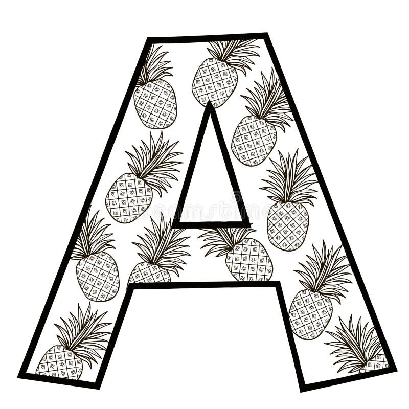 Drawing of the letter a stock vector. Illustration of fruit - 86534013