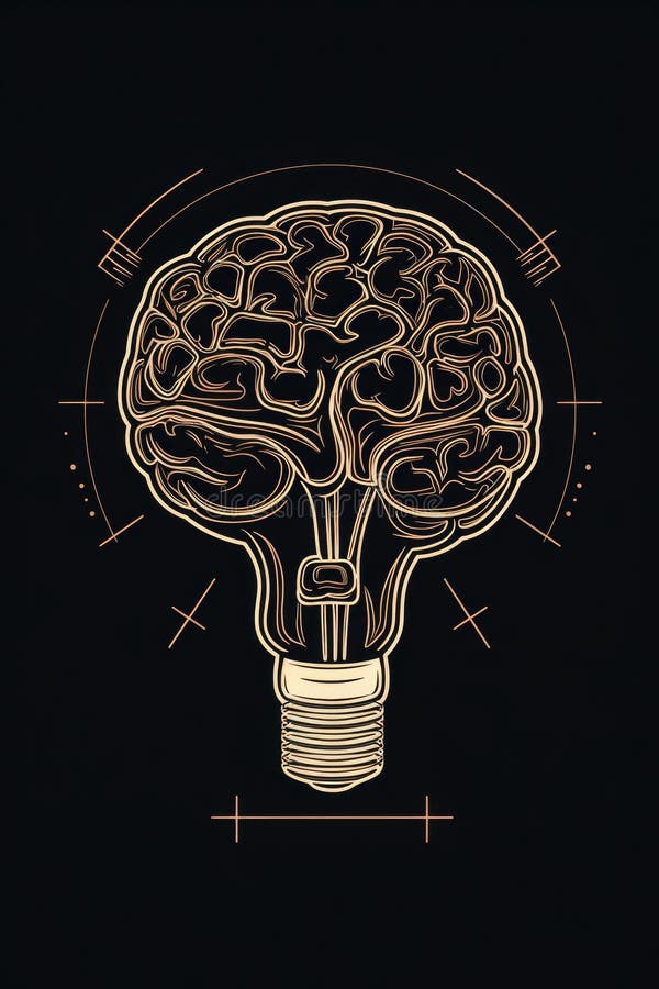 A Drawing of a Light Bulb with a Brain Inside. this Image Can Be Used ...