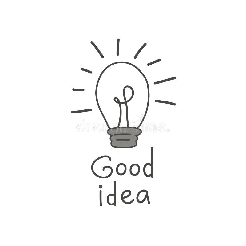 Drawing a Light Bulb in the Style of a Doodle. a Symbol of a Good Idea ...
