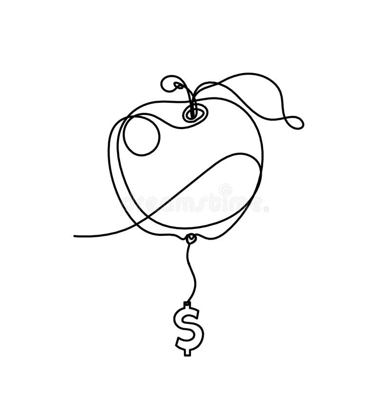 Drawing Line Apple with Dollar on the White Stock Illustration ...