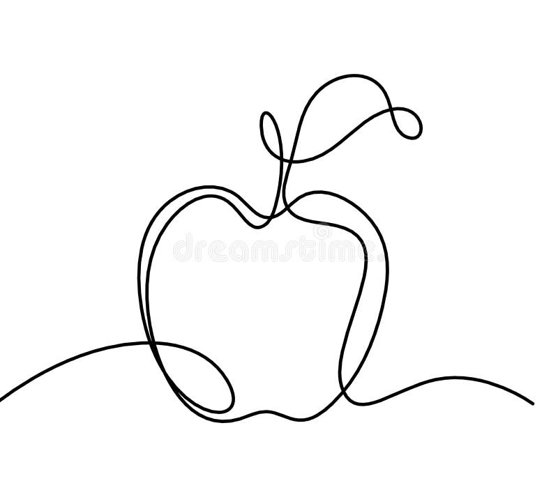 Drawing Line Apple on the White Stock Vector - Illustration of nature ...