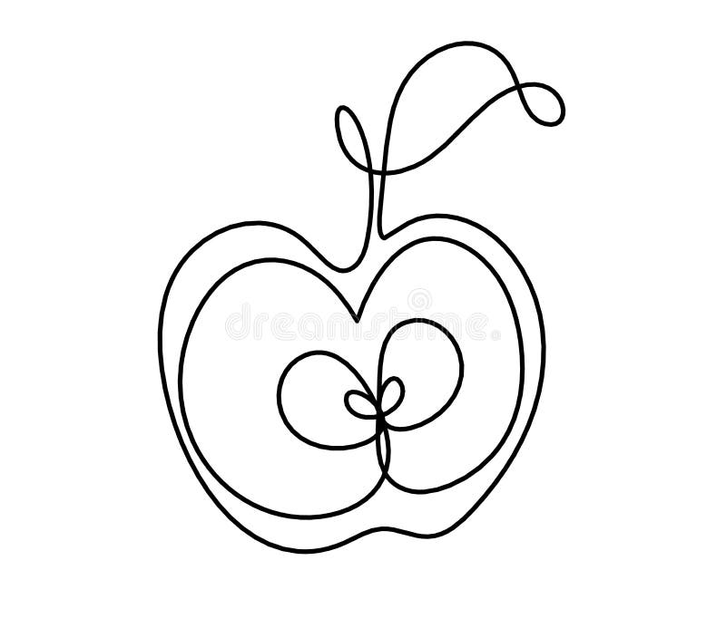 Drawing Line Apple on the White Stock Vector - Illustration of design ...