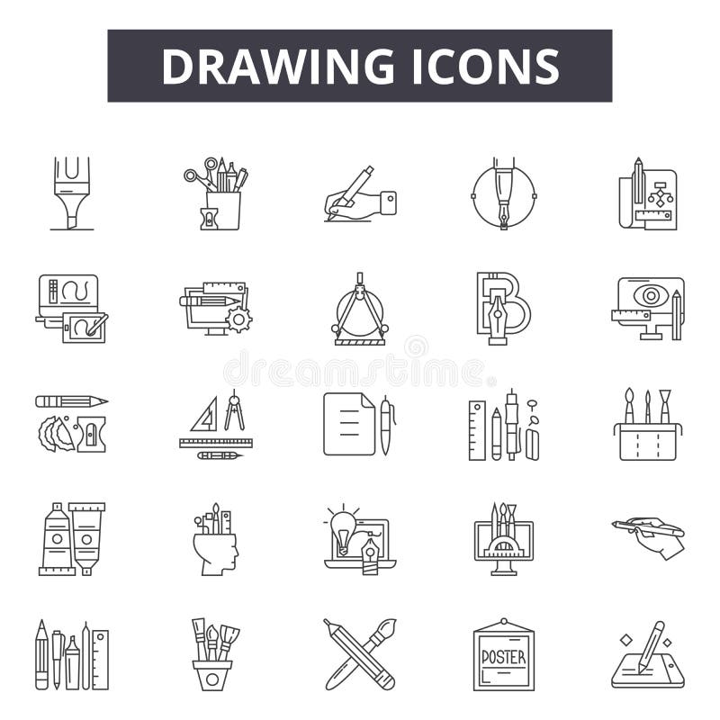 Drawing Line Icons, Signs, Vector Set, Outline Illustration Concept ...