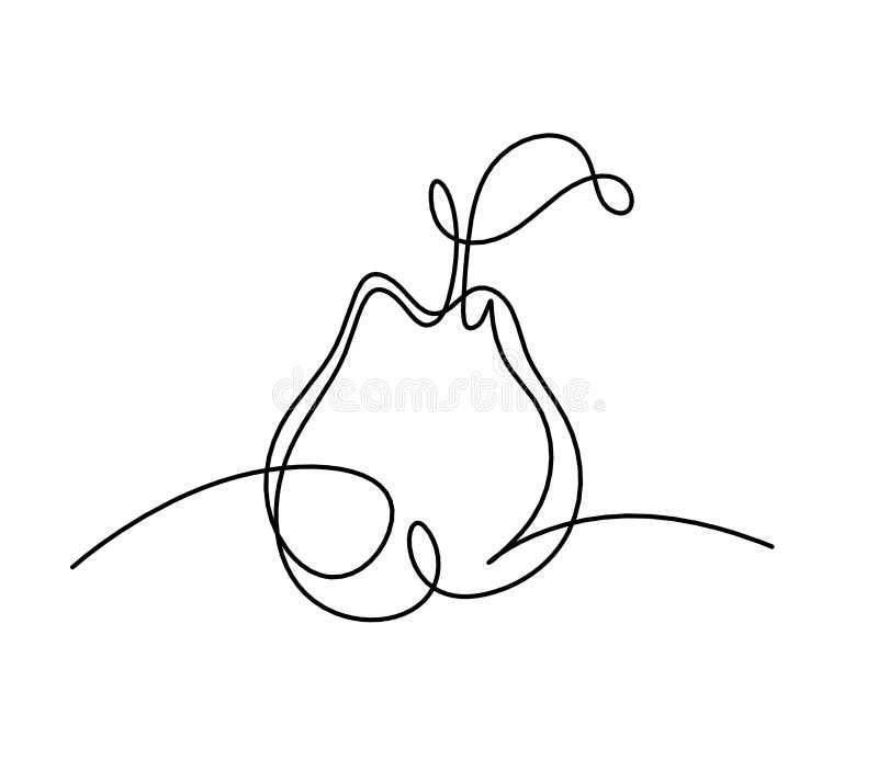 One Line Pear Stylish Drawing. Silhouette Continuous Line Fruit, Vector ...