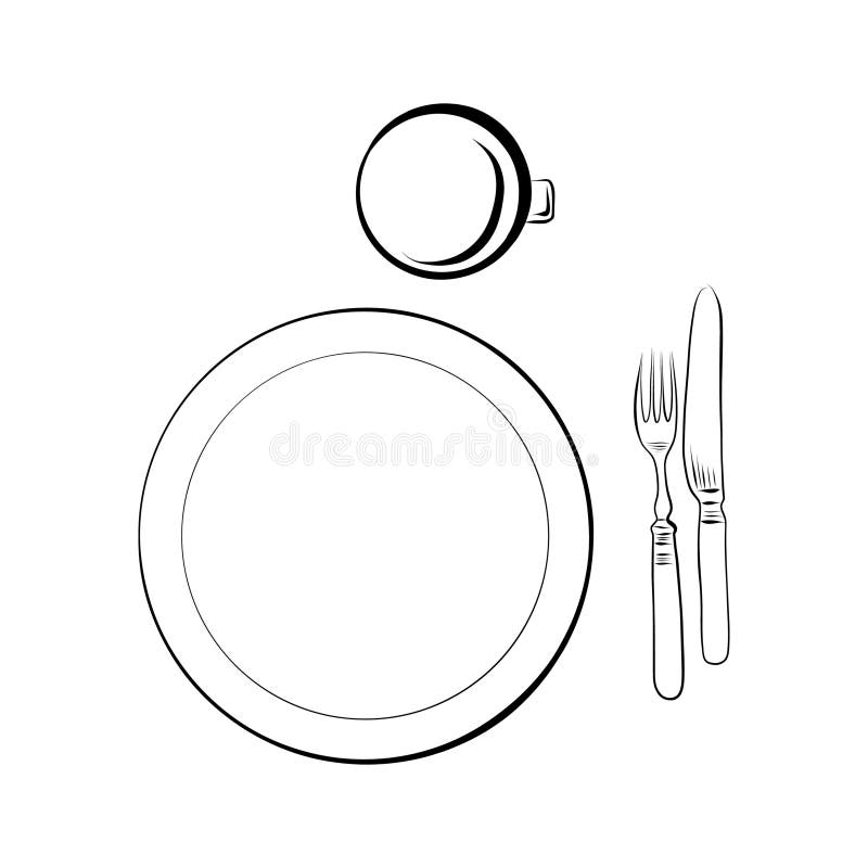 Art Dinner Line Plate Stock Illustrations – 11,068 Art Dinner Line ...