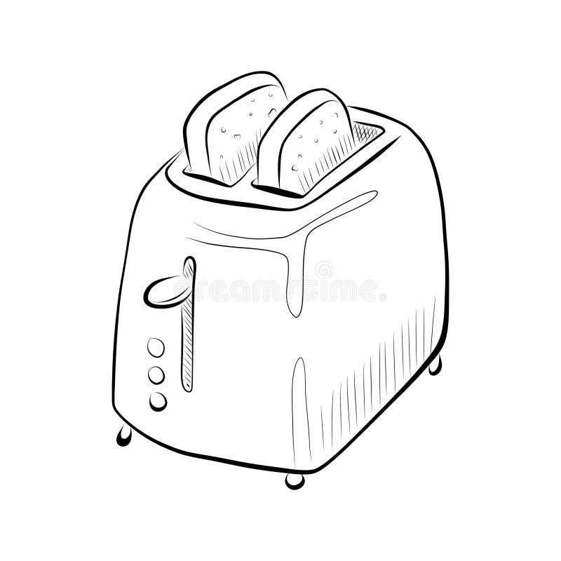 Drawing Lines. Line Art Toaster for Bread Stock Vector - Illustration ...