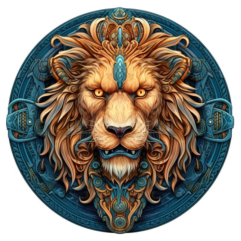 A Drawing of a Lion S Head in a Circle. Generative AI Image. Stock ...
