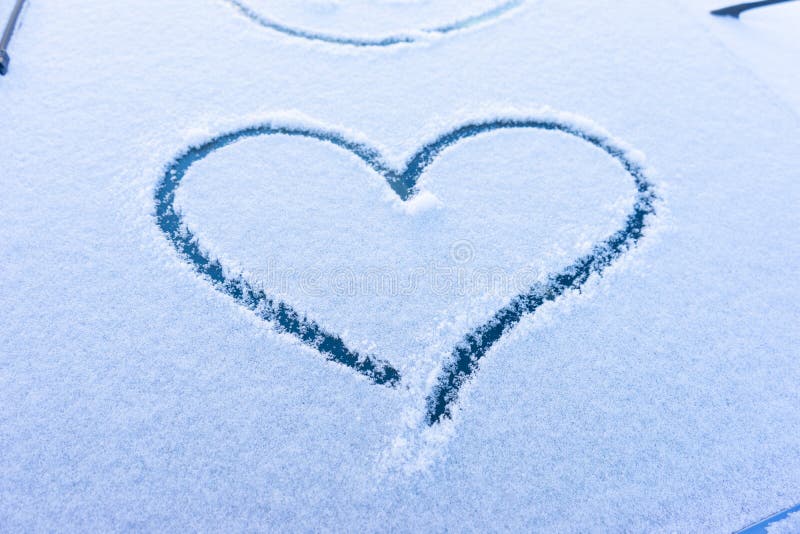 Drawing of Love Heart in the Snow. Stock Image - Image of december ...
