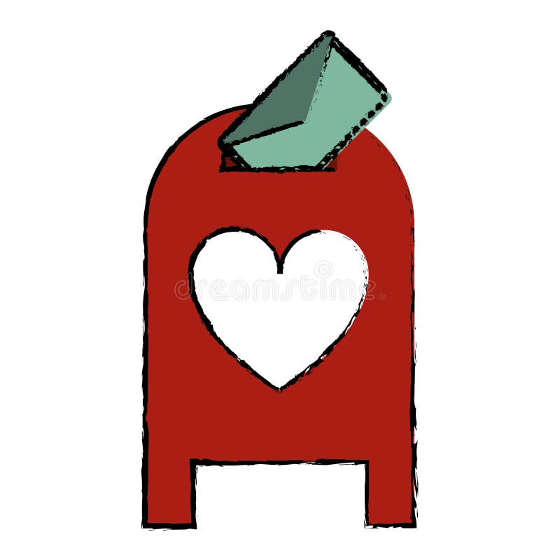 Drawing Love Mail Post Box Message Valentine Stock Vector ...