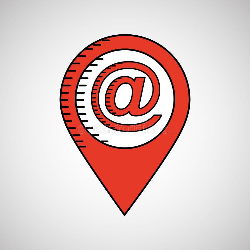 Drawing Mail Pointer Map Design Stock Vector - Illustration of line ...