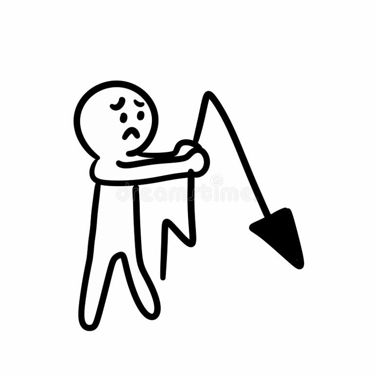 Drawing of a Man with a Arrow Stick Stock Illustration - Illustration ...