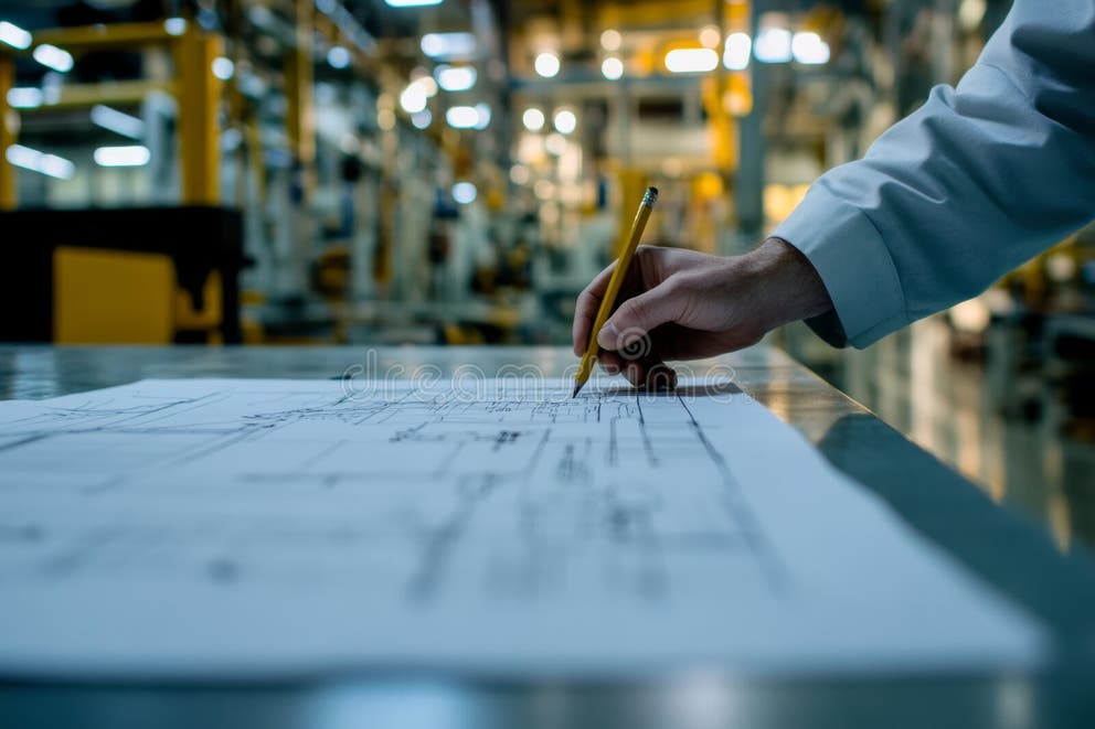 In this Drawing, a Man is Using a Pencil To Draw on Paper. Illustration ...