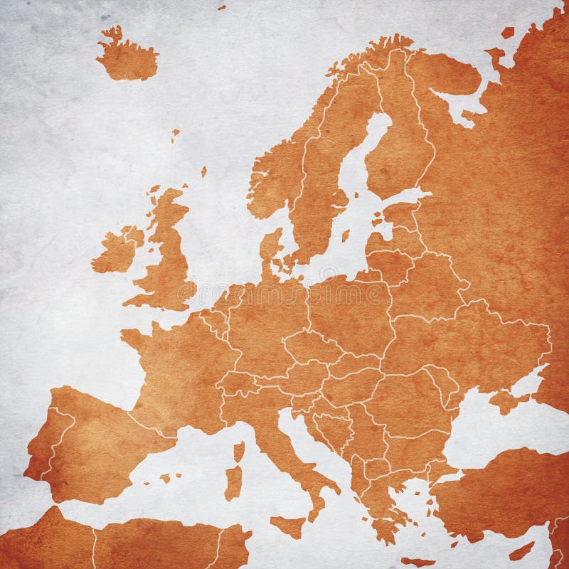 Drawing the map of Europe stock illustration. Illustration of ...