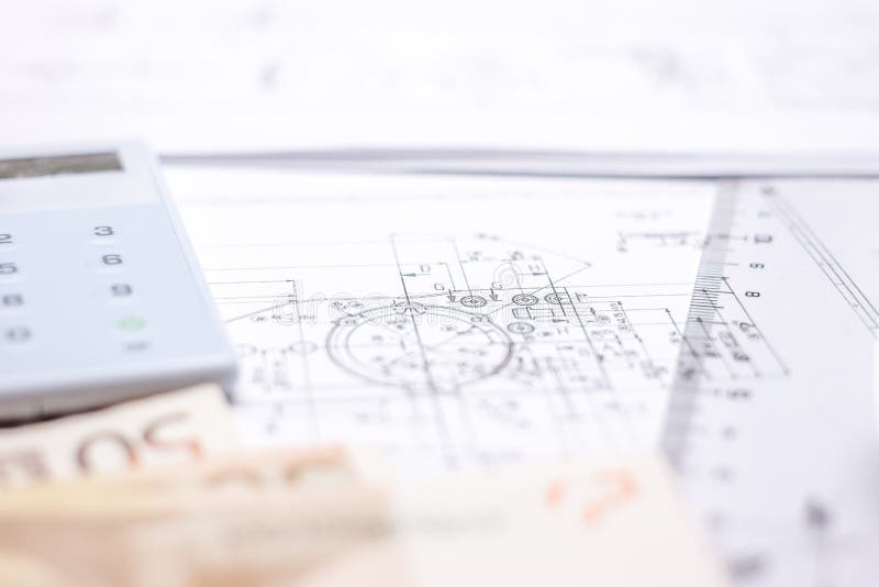 Drawing with Marks Money and Calculator Stock Image - Image of design ...