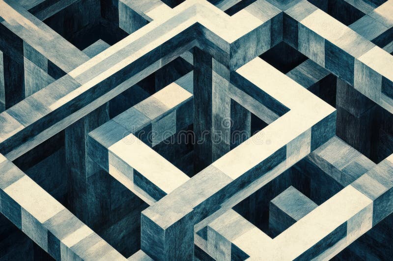 A Drawing of a Maze with a White Square in the Middle Stock ...