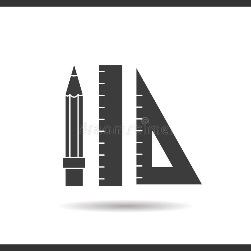 Drawing and Measuring Rulers Icon. Drop Shadow Silhouette Symbol ...
