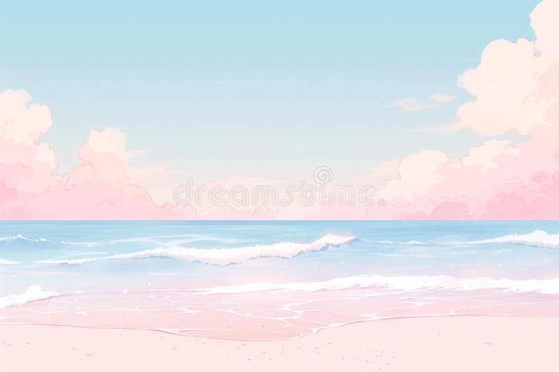 Drawing Minimal Pastel Tropical Beach Background. Summer Concept ...
