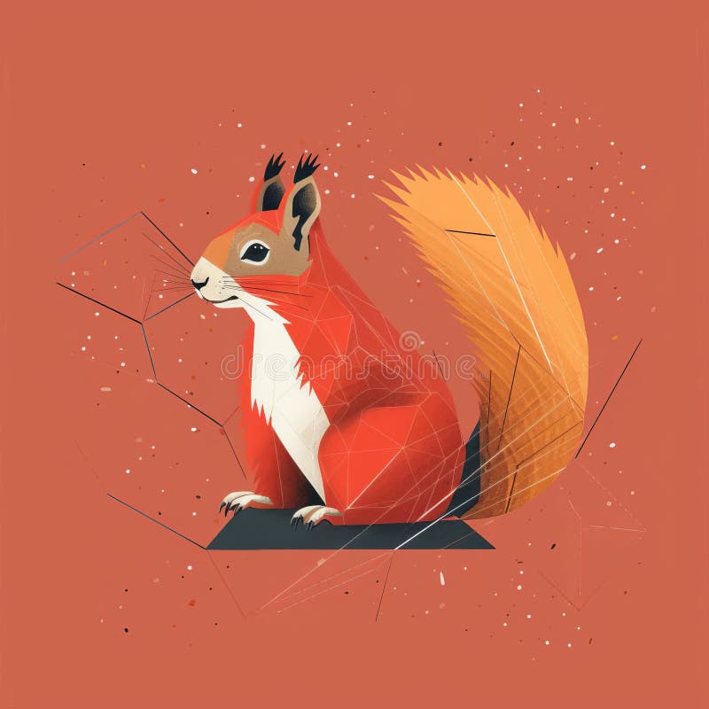 Drawing a Minimalist Red Squirrel with Simple Strokes Tutorial Stock ...