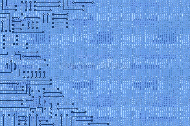 Modern Electronic Circuit and Binary Code Stock Illustration ...