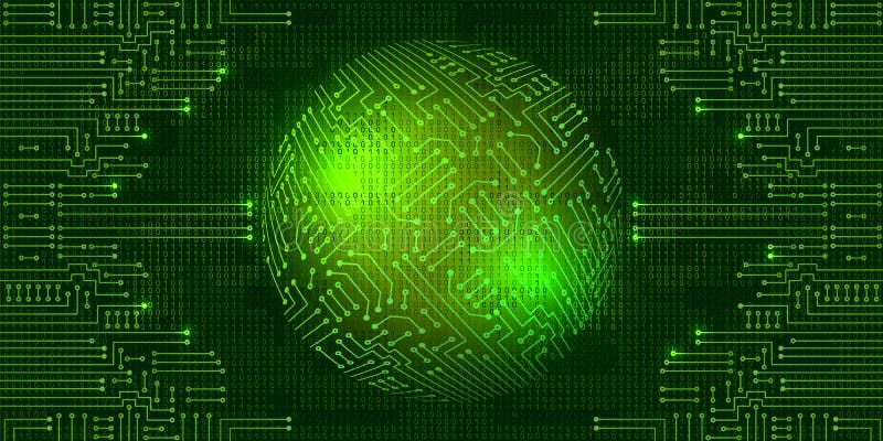 Electronic Circuit with Binary Code and Sphere Stock Illustration - Illustration of concept ...