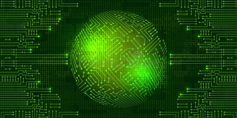 Electronic Circuit with Binary Code and Sphere Stock Vector ...