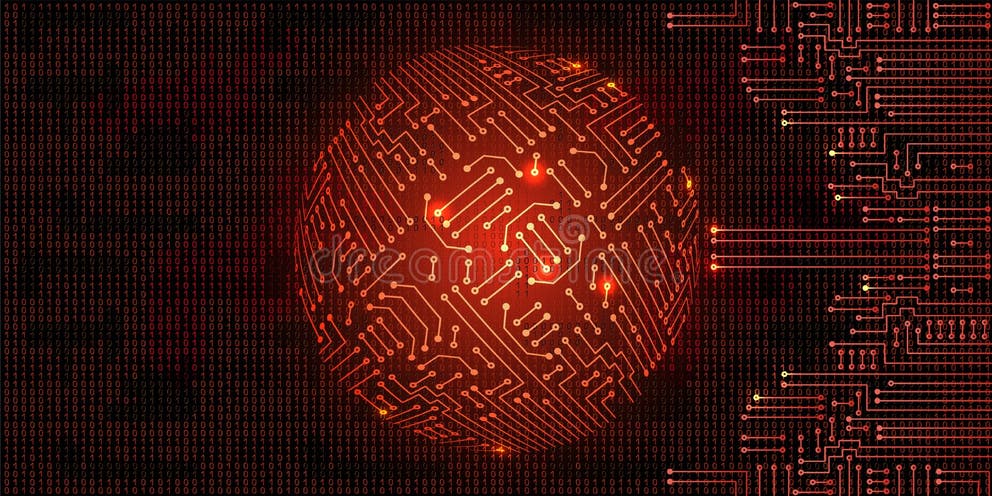 Electronic Circuit with Binary Code and Sphere Stock Vector - Illustration of engineering, chip ...