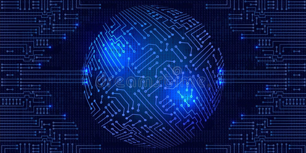 Electronic Circuit with Binary Code and Sphere Stock Vector - Illustration of code, abstract ...