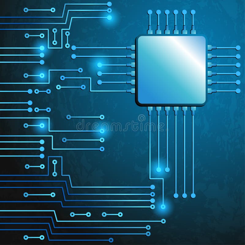 Drawing Modern Electronic Circuit. Stock Vector - Illustration of chip ...