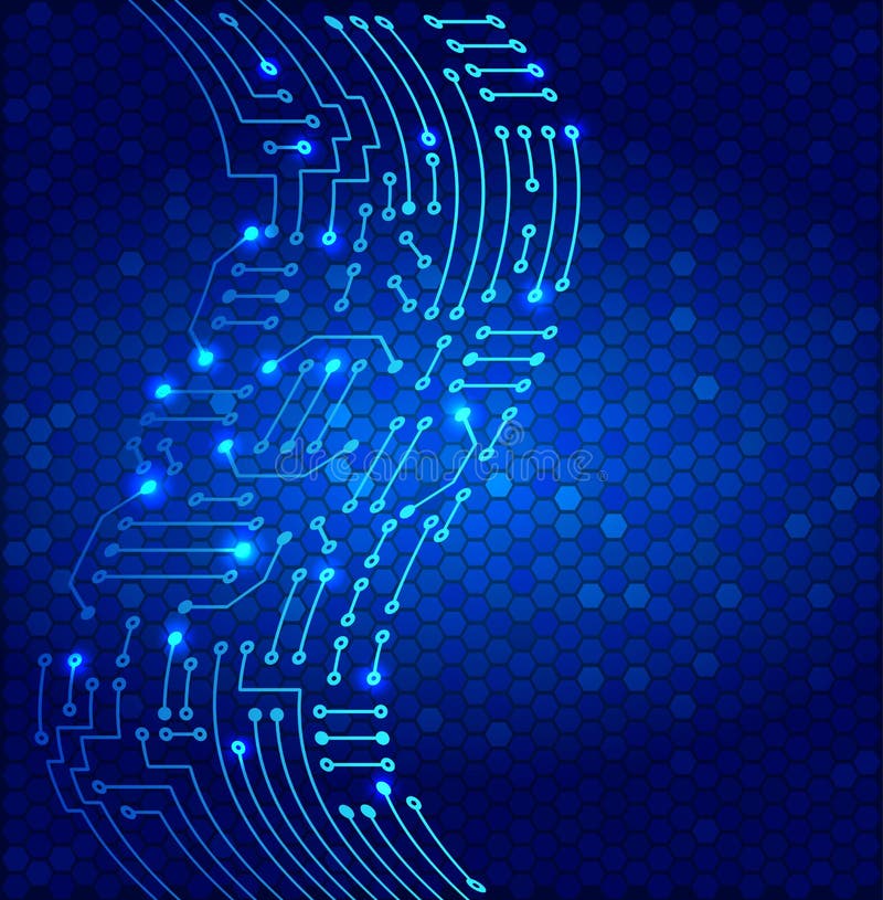 Drawing Modern Electronic Circuit on Cells Pattern Stock Vector ...
